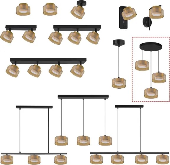 Brilagi - LED Lustr na lanku AURA LUX 3xGX53/13W/230V černá/zlatá