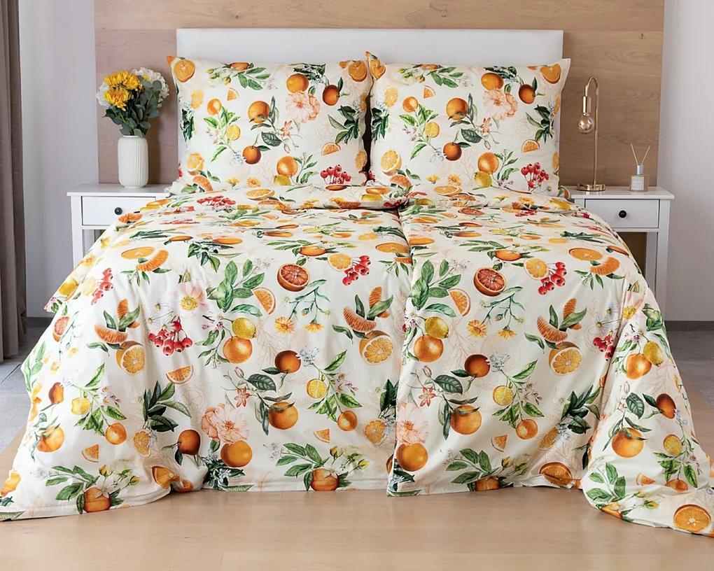 Matějovský povlečení JUICY, ovoce, oranžovo - bílá, bavlna hladká digitál, 140x220cm + 70x90cm