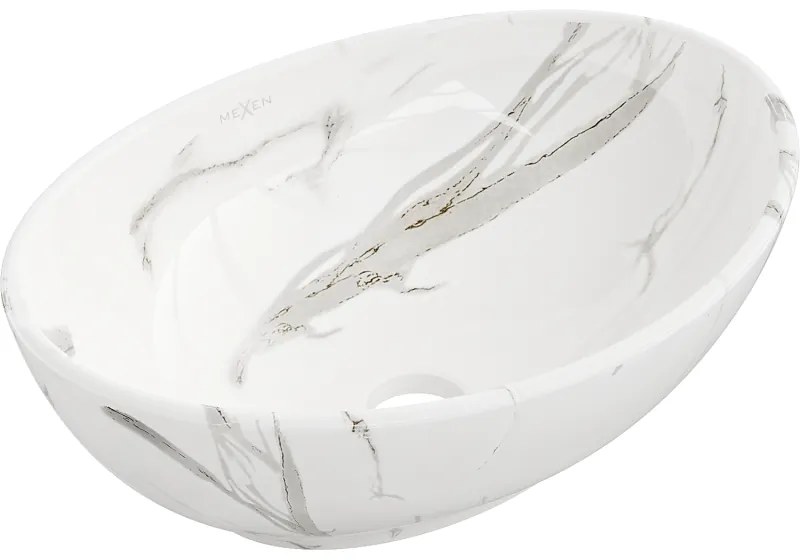 Mexen Elza, umyvadlo na desku 405x330x140 mm, imitace bílého kamene, 21014082