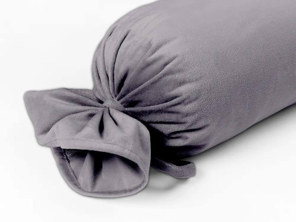 Biante Sametový polštář válec bonbon Velvet Premium SVP-013 Šedý 15x100 cm