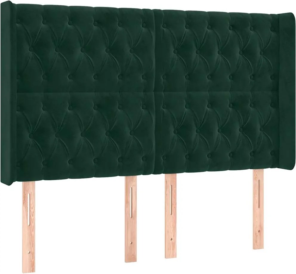 Box spring postel s matrací a LED tmavě zelená 140x190 cm samet 3139742