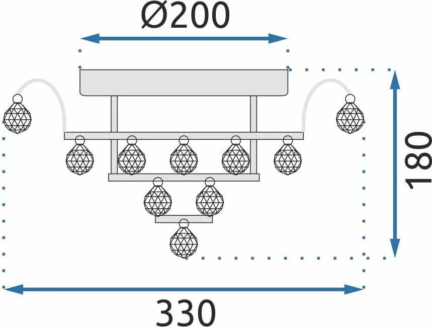 Toolight, křišťálové stropní svítidlo 3xE14 APP783-3C, OSW-05034