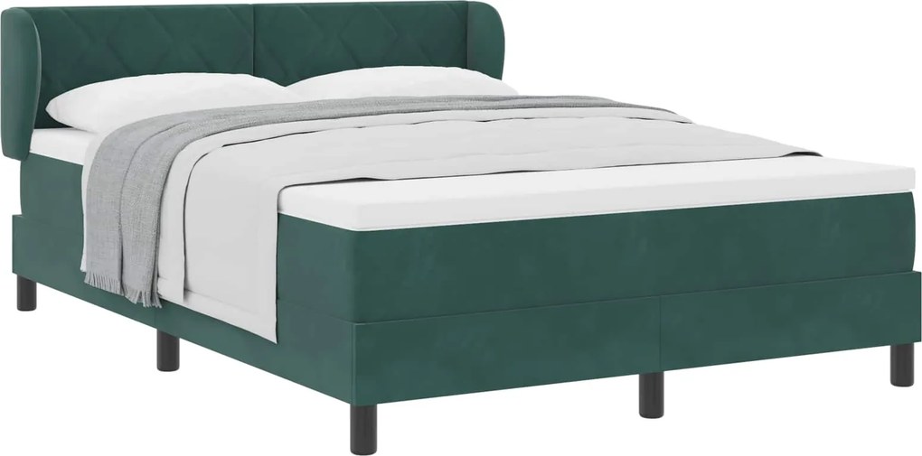 Postel s boxspringem s čelo Tmavě zelená 140 x 190 cm samet 3340439