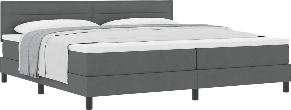 Postel s boxspringem s čelo Tmavě šedá 200 x 200 cm textil 3338637