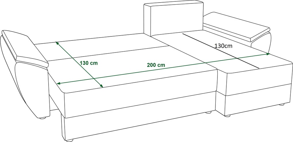 Rozkládací oboustranná sedací souprava do L TAVERO 251x140 cm, hořčicová