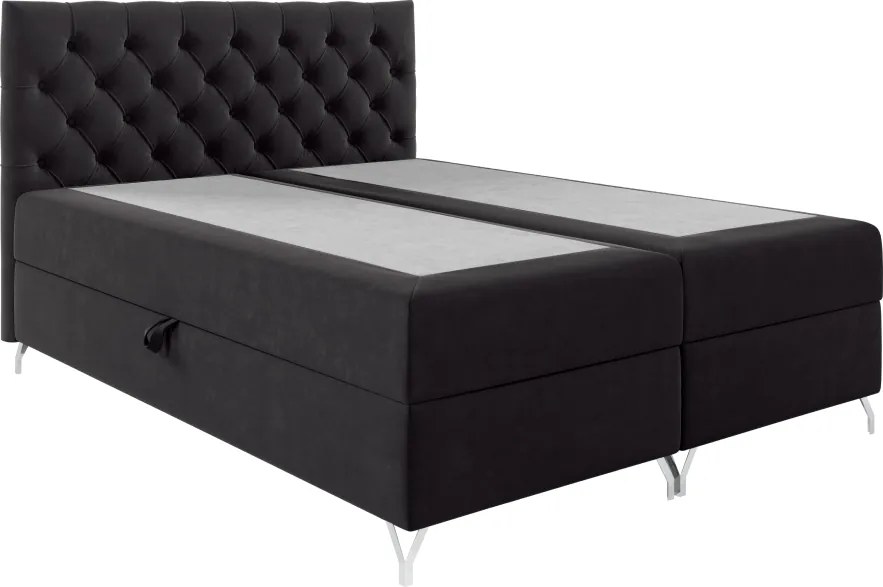 Boxspringová postel, 200x200, černá látka Velvet, GULIETTE + dárek