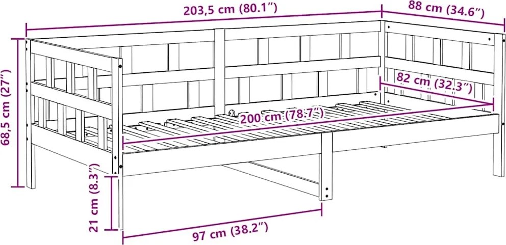 vidaXL Válenda masivní borové dřevo 80 x 200 cm [820215] Barva: Bílá