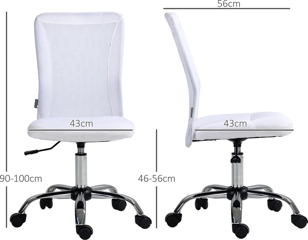 Vinsetto Ergonomická kancelářská židle s nastavitelnou výškou, manažerská židle, 360° otočná, bílá síťovina