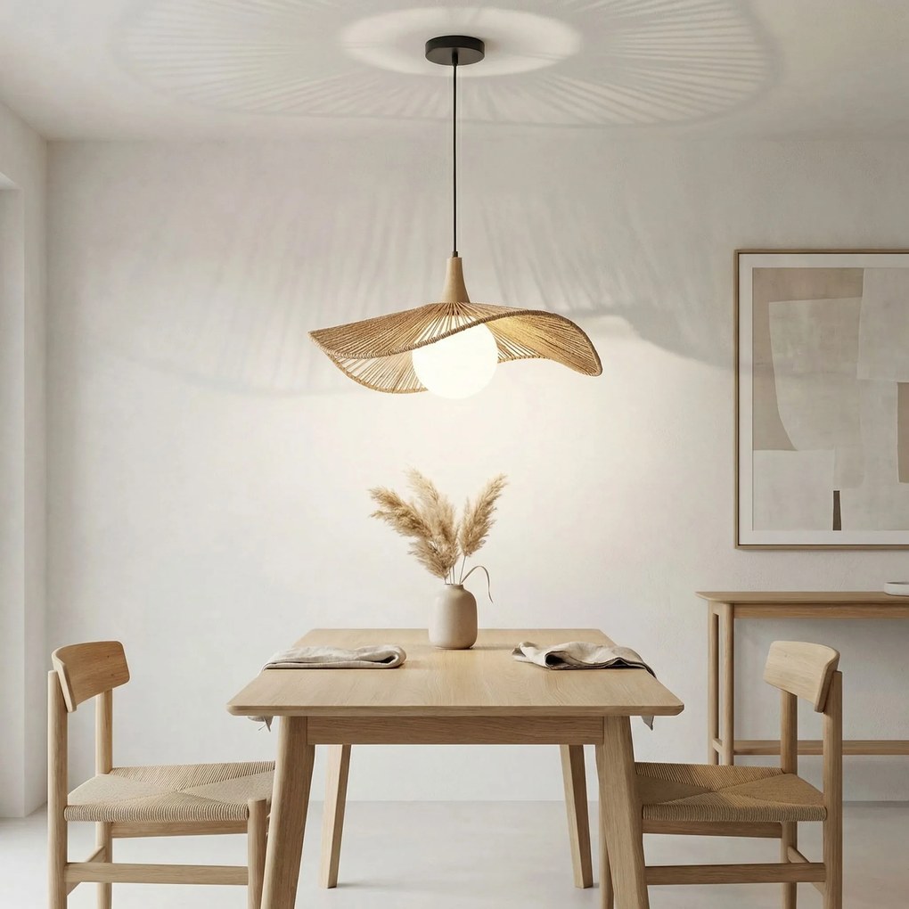 Toolight Natural, závěsné stropní svítidlo 50cm, 1xE27, APP1932-1CP, přírodní hnědá-černá, OSW-66069