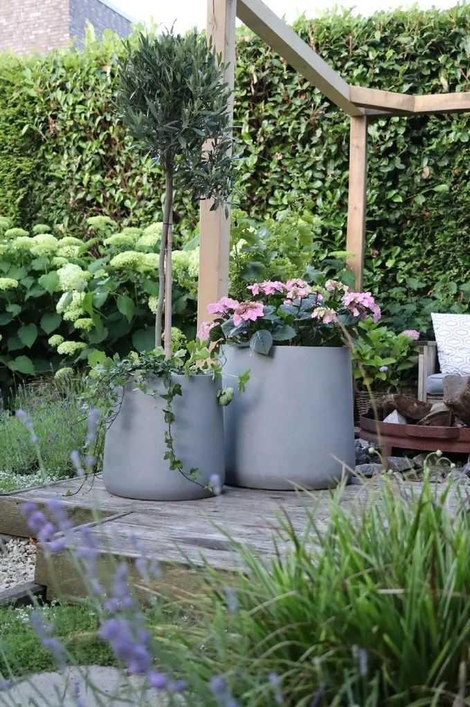 Květináč VEKRA, sklolaminát, výška 40 cm, beton-design, šedý