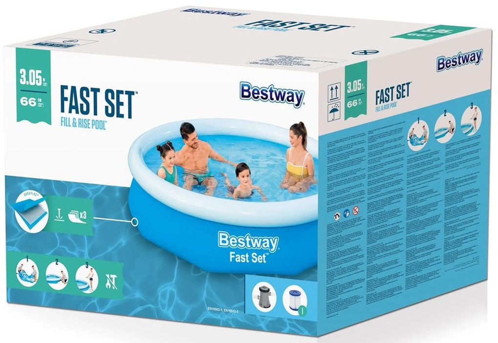 BESTWAY Fast Set Bazén 305 x 66 cm, kartušová filtrace 57458