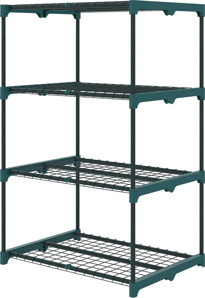 Outsunny 4patrový ocelový stojan na rostliny — polička na květiny do zahrady, na balkon a do obývacího pokoje, 67 × 49 × 105 cm, zelený | Aosom