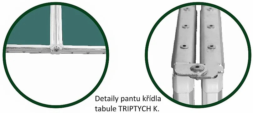 Magnetická tabule pro popis fixem TRIPTYCH K 200 x 120 cm - 200 x 120 cm, bílá