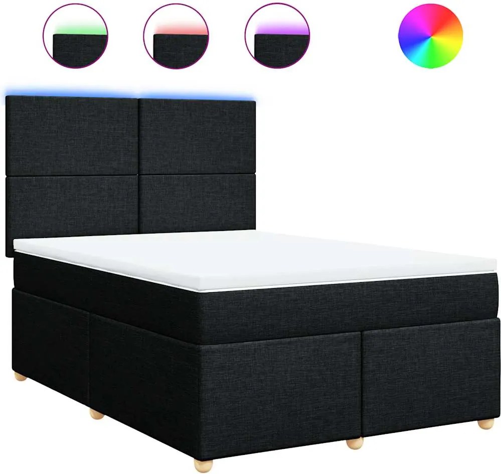 Box spring postel s matrací černá 160x200 cm textil 3293626