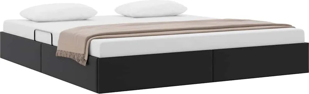 Postel s úložným prostorem Černá 183 x 213 cm Umělá kůže 3369978
