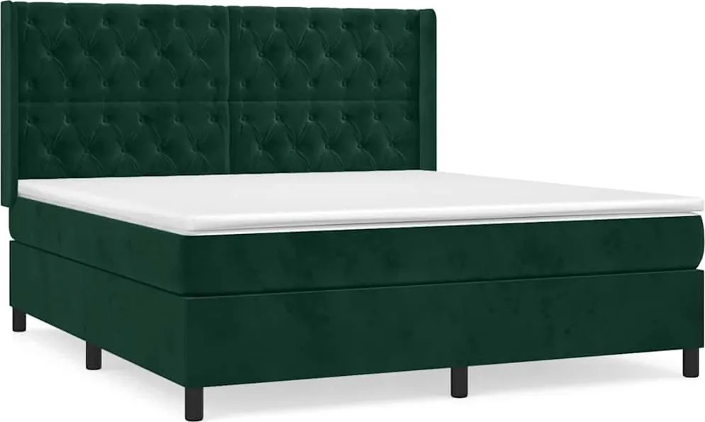 Box spring postel s matrací tmavě zelená 160x200 cm samet 3132870