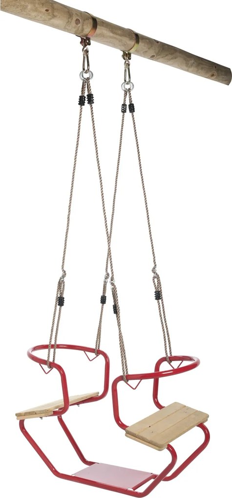 SwingKing Dvoumístná houpačka typu gondola pro kulatinu červená, 92 x 44 x 53 cm