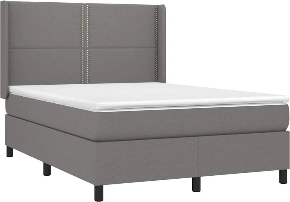 Box spring postel s matrací tmavě šedá 140x200 cm textil 3131354