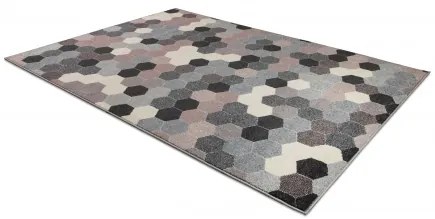 koberec HEOS 78537 šedá / růžový / krémový HEXAGON velikost 160x220 cm | krásné koberce cz