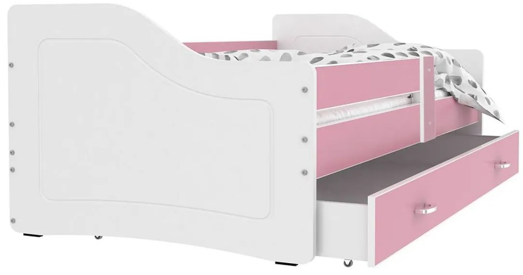 Expedo Dětská postel SWAN P1 COLOR + matrace + rošt ZDARMA, 180x80, růžová/bílá