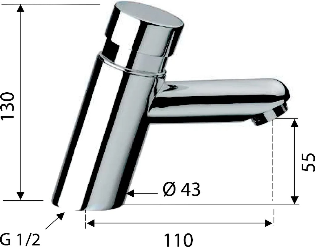 Bruckner Tempor umyvadlová baterie na studenou vodu s tlačným ventilem chrom 937.001.1