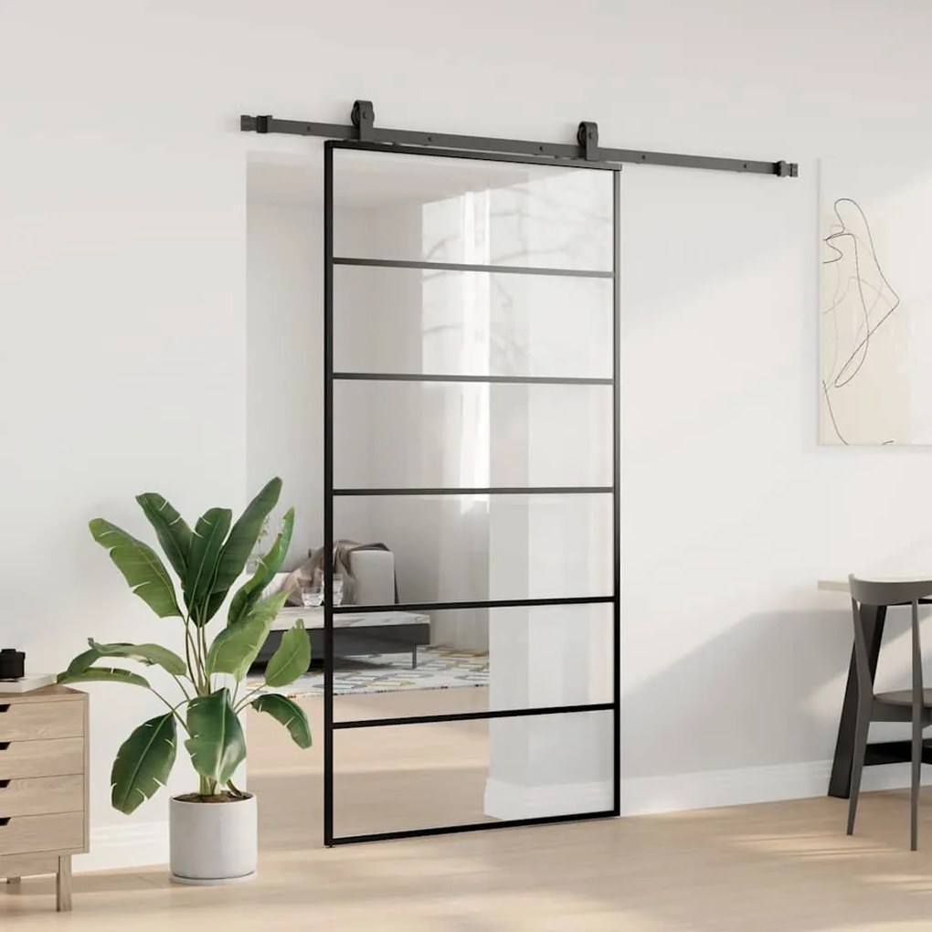 Posuvné dveře se sadou kování černé 102x205 cm ESG Glass 3375849