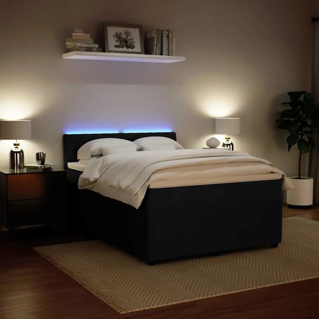 Box spring postel s matrací černá 140x200 cm samet 3290066