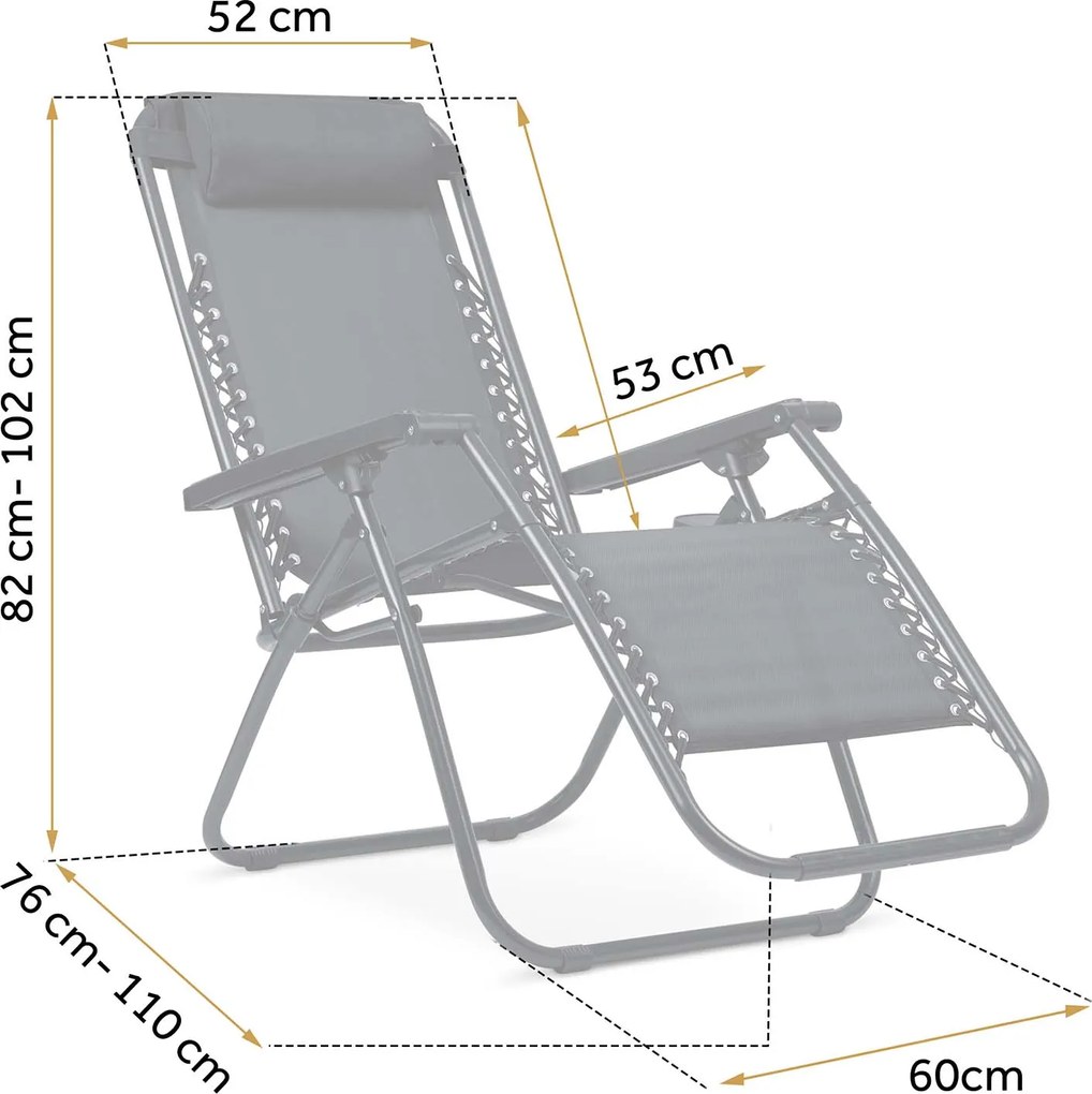 Skládací zahradní lehátko s polštářem Sofotel ChillWell, sada 2 ks, černé