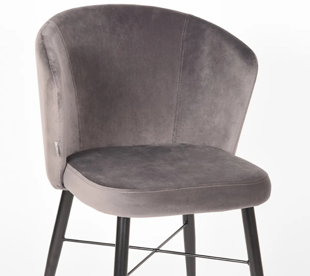 LABEL51 Sametová jídelní židle WAVE šedá Color: Grey UK-30.168