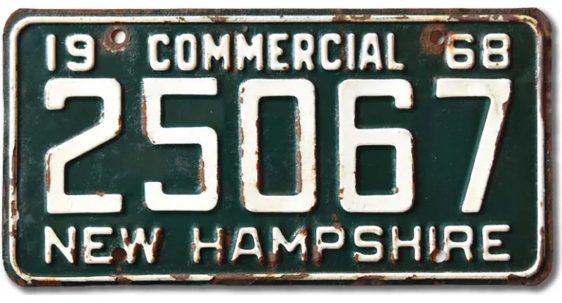 Americká SPZ New Hampshire 1968 Green 25067