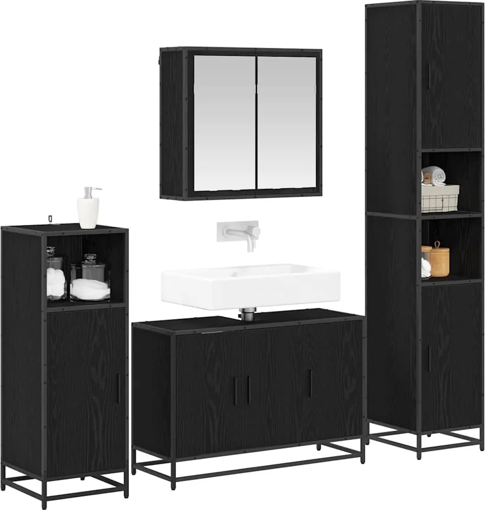 Sada koupelnového nábytku 4 ks Černý dub 90 x 33 x 60 cm 3402325