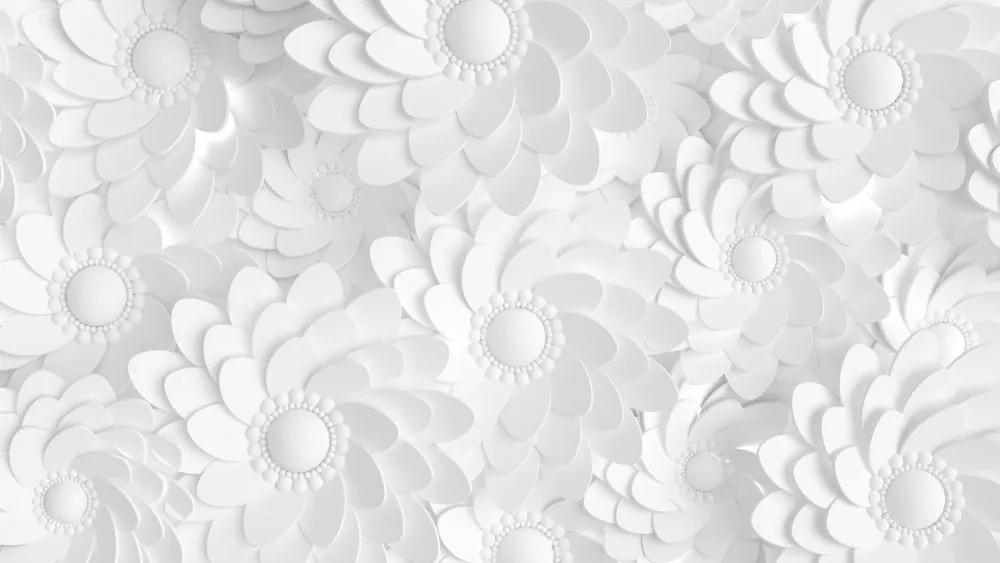 Fototapeta Beautiful, Elegant Paper Flower In The Style Of Hand-Made On A White Wall. 3D , 3D Rendering. Vliesová tapeta 270x180