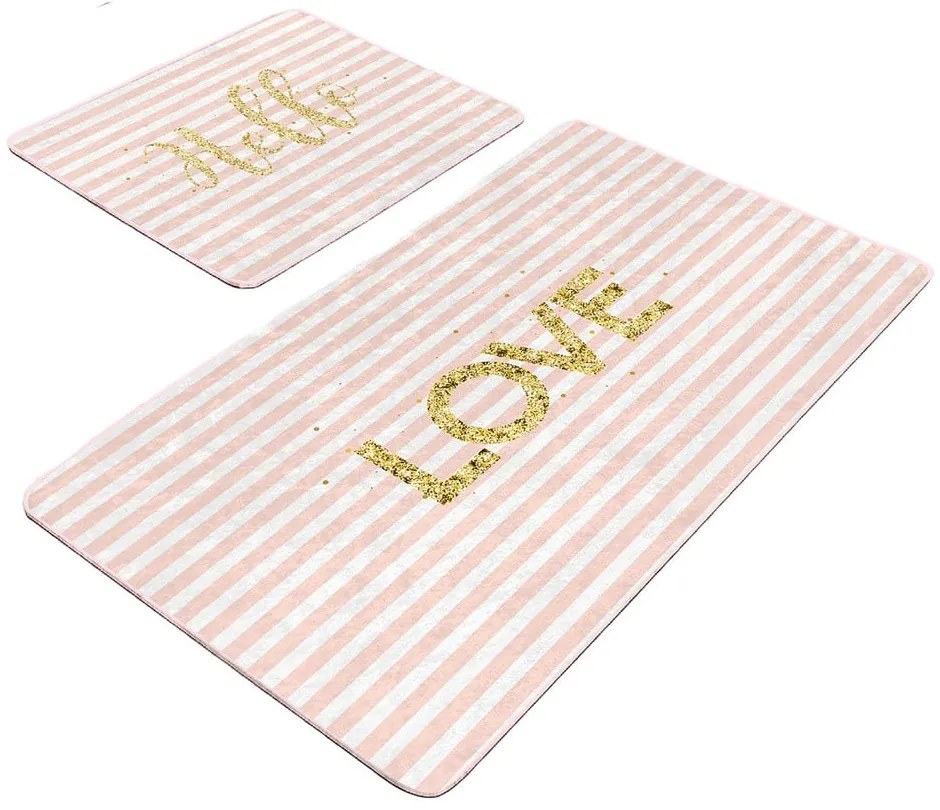 Růžové sametové koupelnové předložky v sadě 2 ks 60x100 cm Love – Mila Home