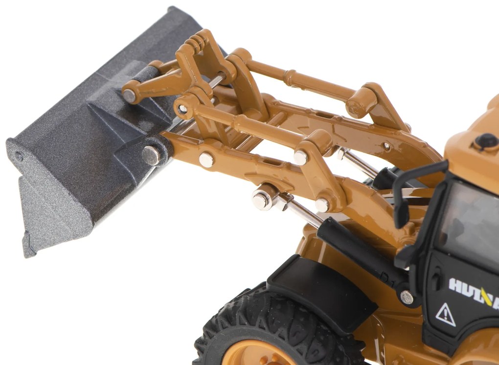 Creative Corner Bagr s nakladačem, buldozer s lžící Kovový model H-toys 1704 1:50