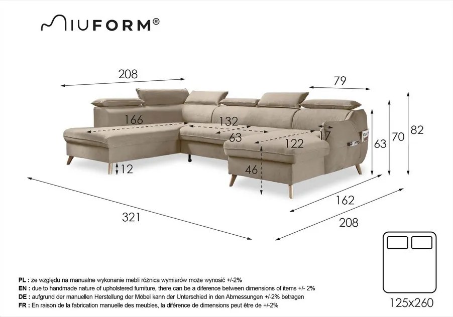 Tmavě šedá rozkládací rohová pohovka (levý roh) Sweet Harmony – Miuform
