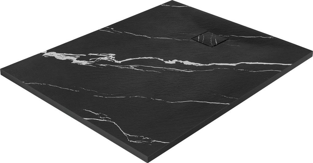 Rea Magnum Carrara, SMC sprchová vanička 80x100, černá-kamenný vzor, REA-K7007