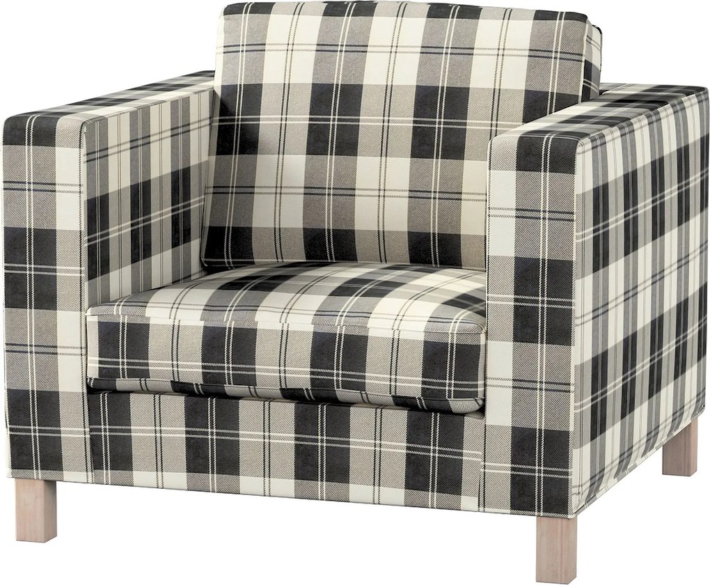 Potah na křesko IKEA Karlanda, krátký barva černá látka pletený vzor, vzorované