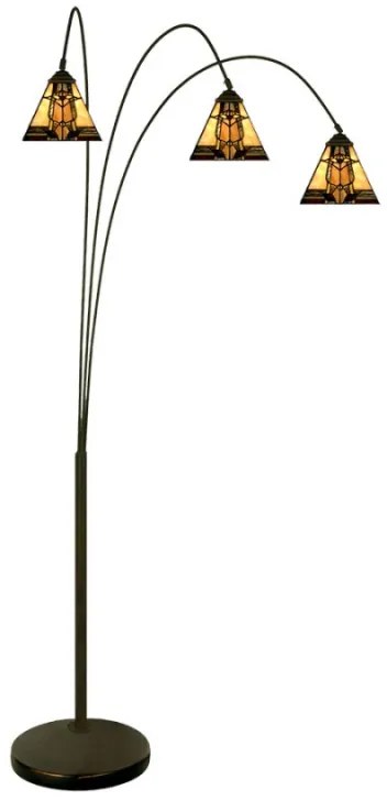 Stojací lampa Tiffany Solei béžová se 3 svítidly – 200 cm