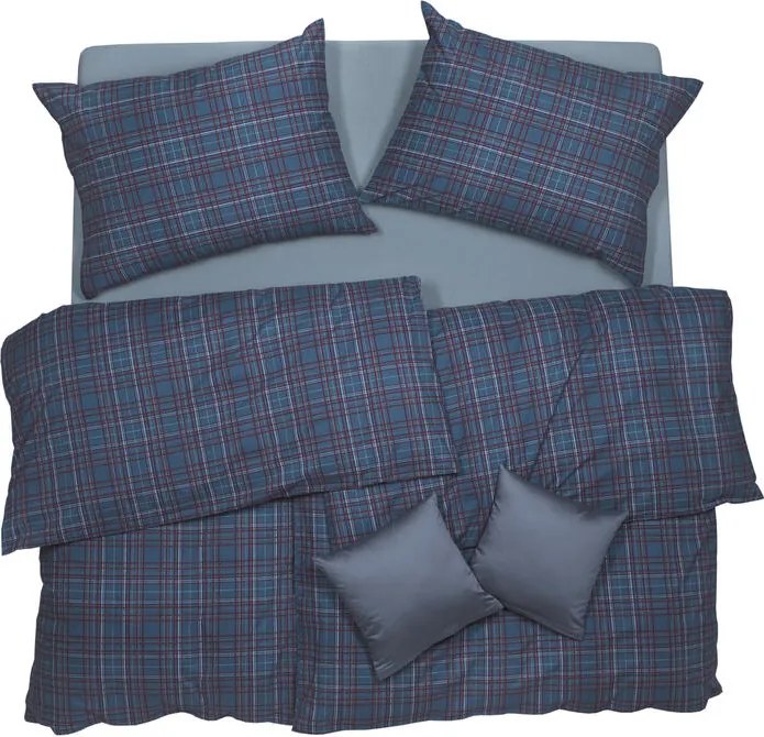 SCANquilt povlečení KLASIK kostky modrá 140 x 200/70 x 90 cm