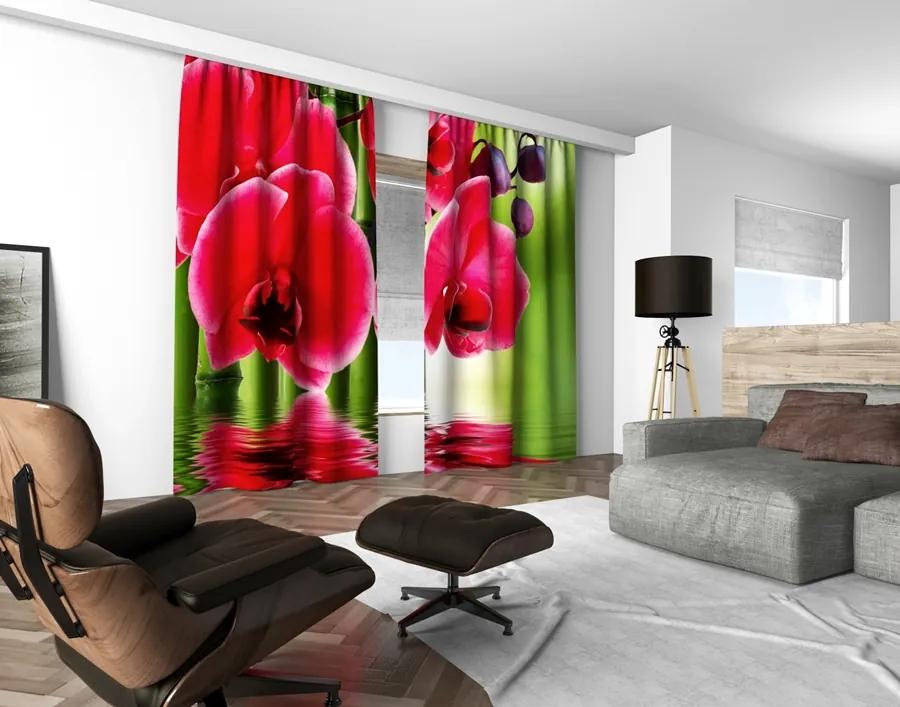 3D dekorační závěs 107 RED ORCHIDS 2x160x250 cm set 2 kusy MyBestHome