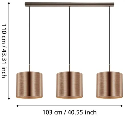 Eglo 39357 - Lustr na lanku SAGANTO 1 3xE27/60W/230V měděná