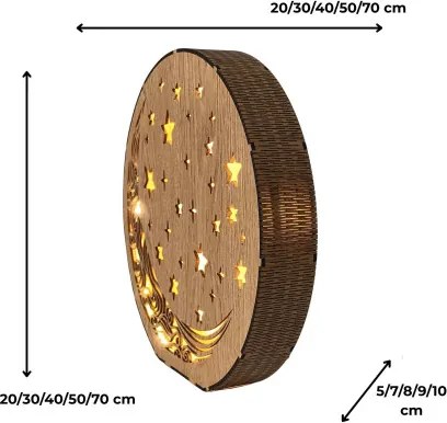 Dřevěná LED stolní lampa Měsíc a hvězdy – Noční lampa| SENTOP LED0612
