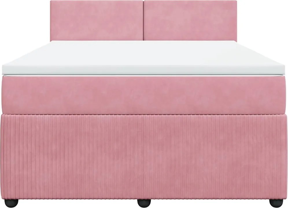 Box spring postel s matrací růžová 160x200 cm samet 3287781