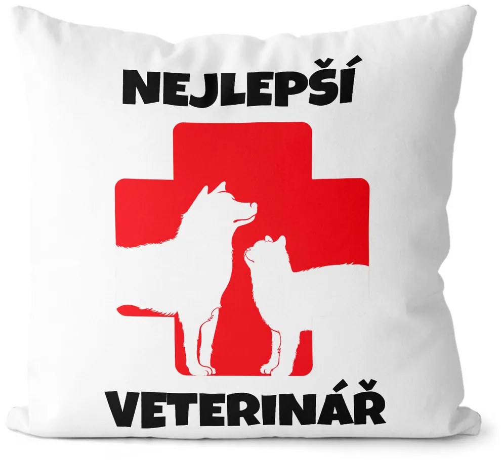 Polštář Nejlepší veterinář – kříž (Velikost: 55 x 55 cm)