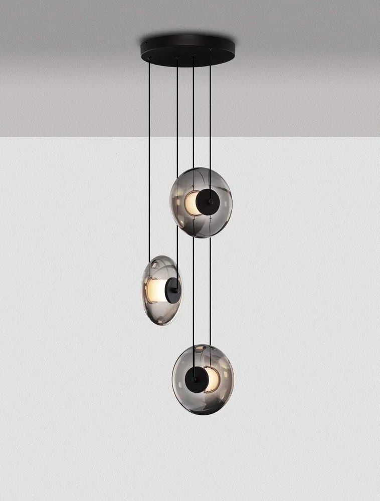 Matně černé skleněné LED stmívatelné závěsné svítidlo ø 35 cm Ballet – Nova Luce