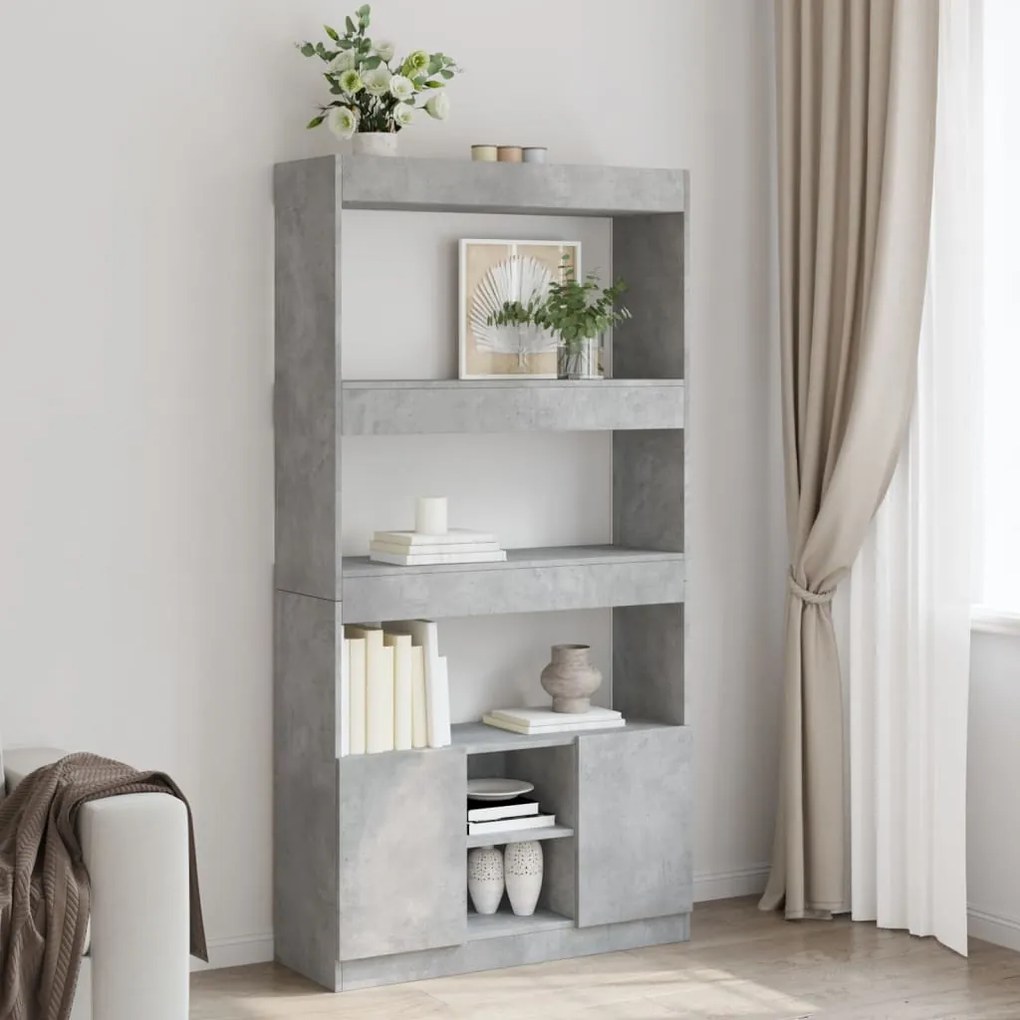 Skříň highboard betonově šedá 92 x 33 x 180 cm kompozitní dřevo
