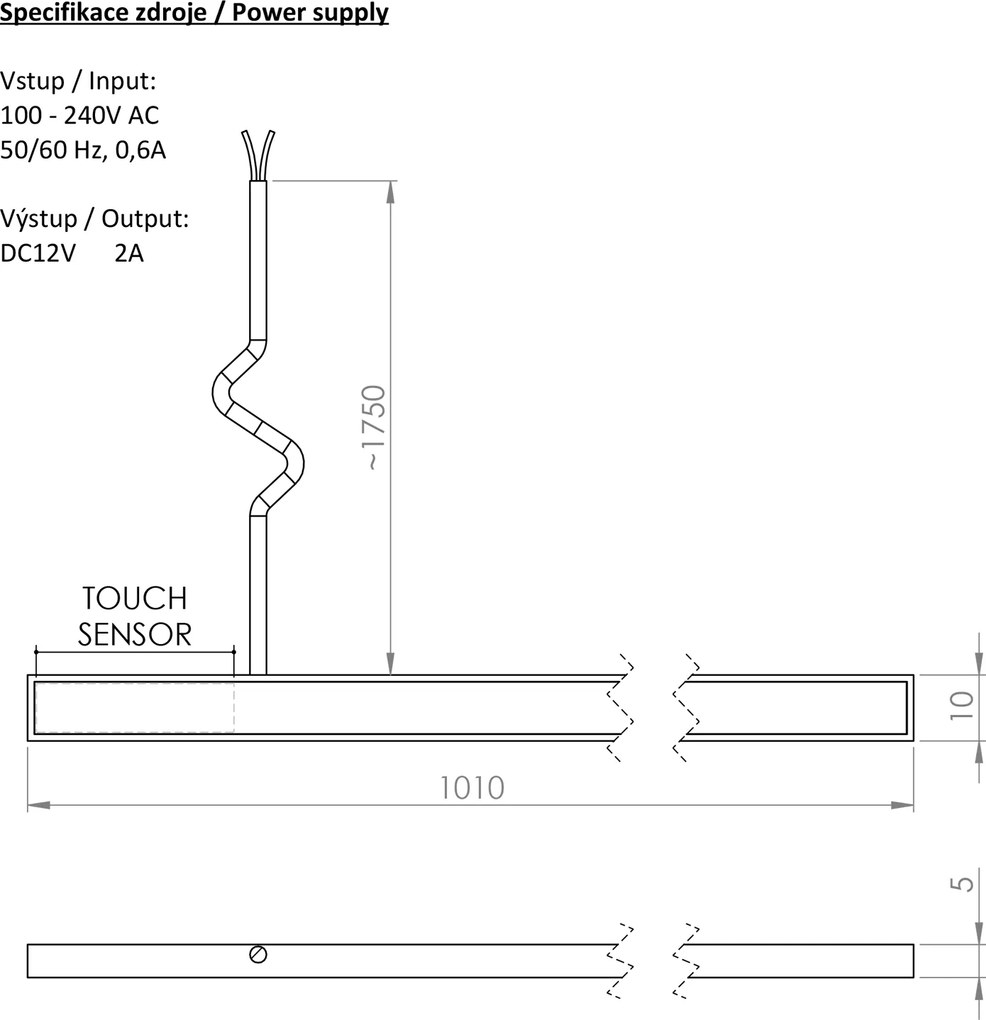 Sapho Sapho, LOREA LED pásek 141 cm, 6,8 W, studená bílá, LED145