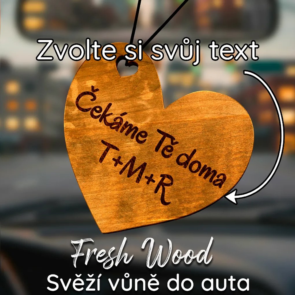Ahome CZ Dřevěná vůně do auta –  s vlastním vzkazem
