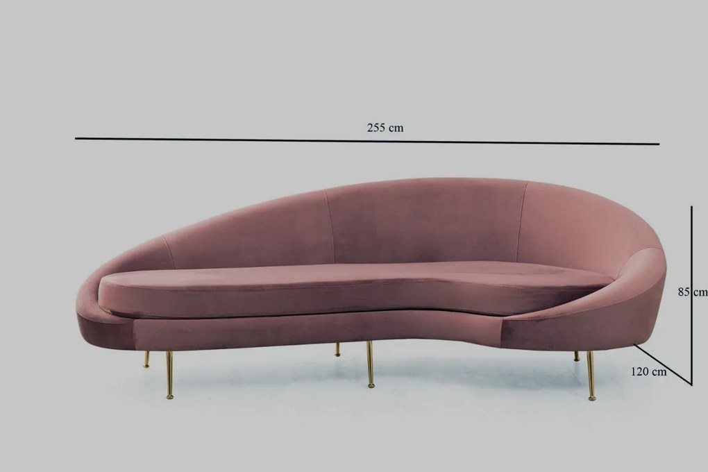 Designová 3-místná sedačka Zeena 255 cm tmavěrůžová - pravá