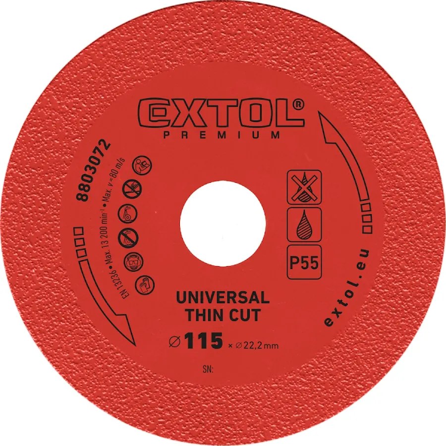 Diamantový řezný kotouč extra tenký 115 × 22,2 × 1,2 mm EXTOL PREMIUM 8803072
